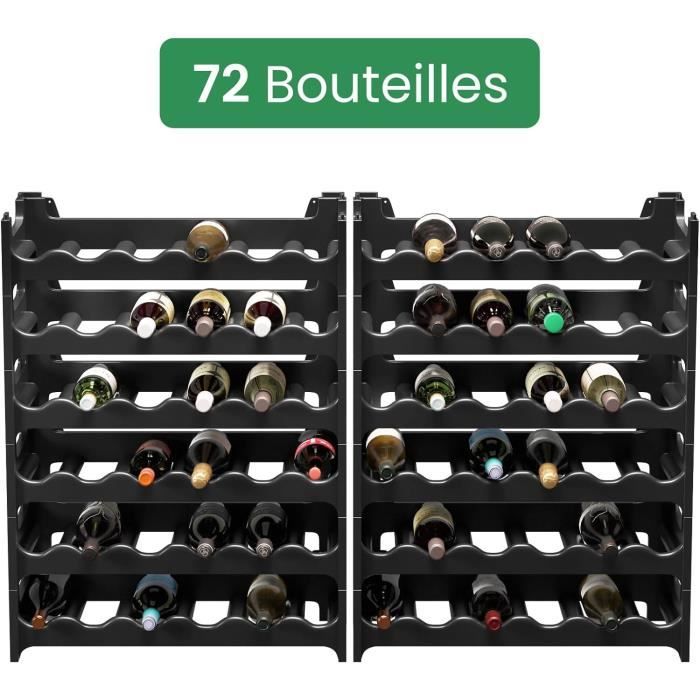 Étagère 72 Bouteilles 60X28X158Cm (Lxpxh), Plastique Noir-Cave À Vin Modulable, Casiers À ...