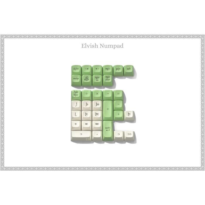 The Lord Of The Rings Mt3 Elfique Keycaps Set Pbt Hi-Profile Clavier Mx ...
