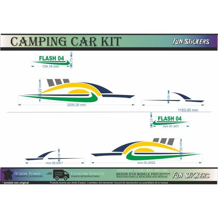 Tuning Sticker Autocollant - FLASH - Camping Car Flash 04 - Résistant ...