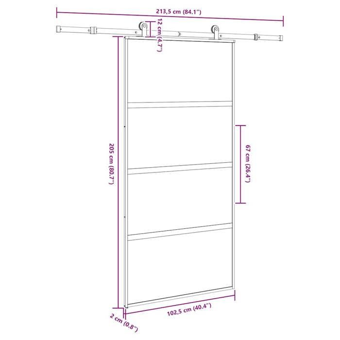 VidaXL Porte coulissante kit de quincaillerie trempé verre aluminium ...