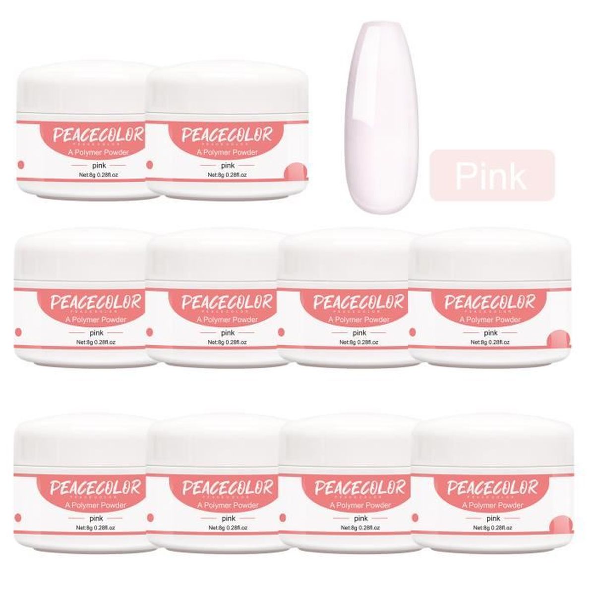 10pcs Poudre Acrylique Rose Poudre acrylique Pour Extensions d'ongles ... 10pcs Poudre Acrylique Rose Poudre acrylique Pour Extensions d'ongles ...