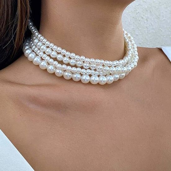 Collier Ras Du Cou En Perles Style Bohème Vintage En Argent Pour Femmes ...