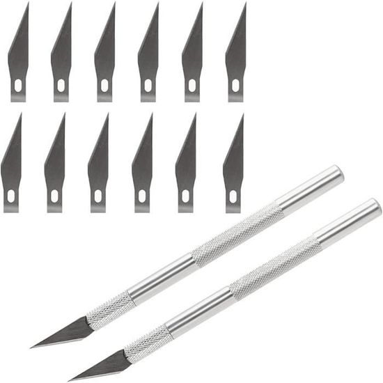 Cutter de Précision - SSS - 2 Pièces avec 12 Lames - Lame en Acier ...