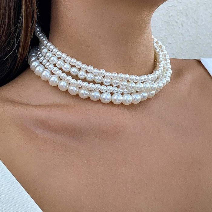 Collier Ras Du Cou En Perles Style Bohème Vintage En Argent Pour Femmes ...