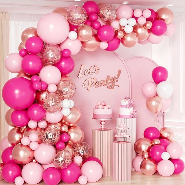 Kit Arche Ballon Rose, 135 pices Arche Ballons Anniversaire Rose Gold ...