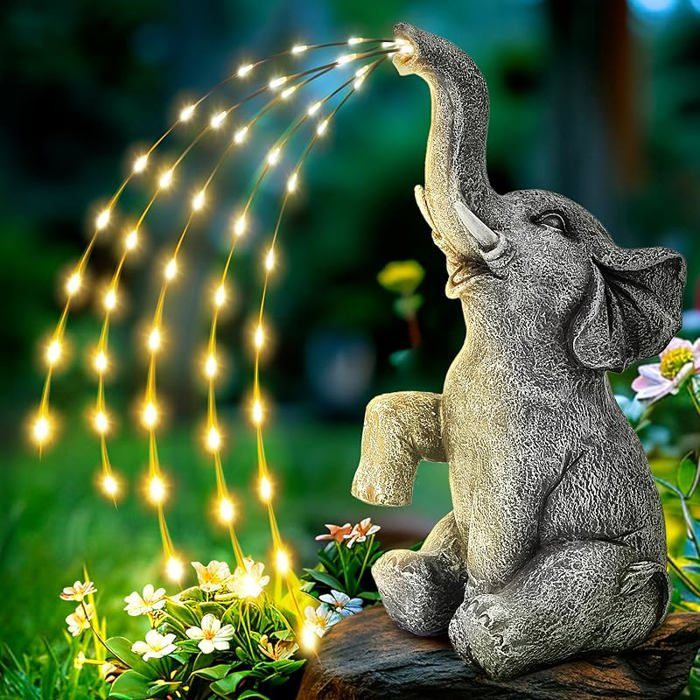 Upgraded Elephant Statue Garden Decoration Solar Powered Elephant ...