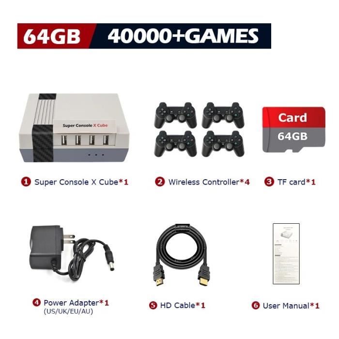 Cube-64G-706W-4 - Console de jeu vidéo Super Retro X Cube Mini TV, DC ...
