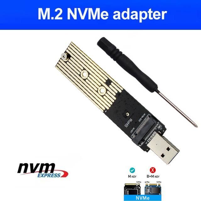 Adaptateur M2 NVME - Adaptateur M.2 NVMe vers USB 3.1 SSD, carte interne PCI E vers USB A 3.0 ...
