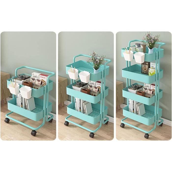 Chariot À Roulettes Mince, Desserte À Roulettes À 3 Niveaux Avec Roues ...