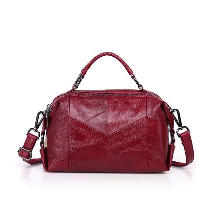 Sac à main cuir rouge femme Sac à main bandoulière chaine Style rétro ...