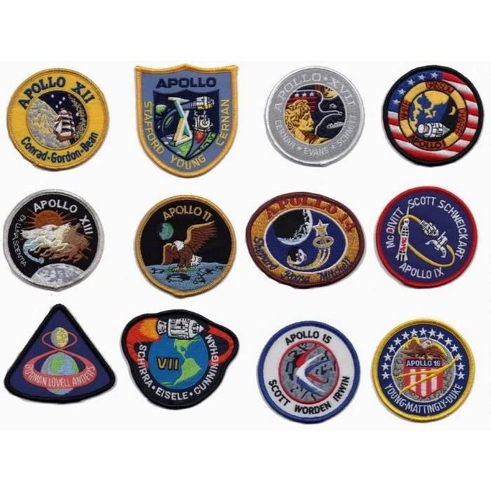 12 écussons Collection NASA Missions Apollo Thermocollants [814 ...