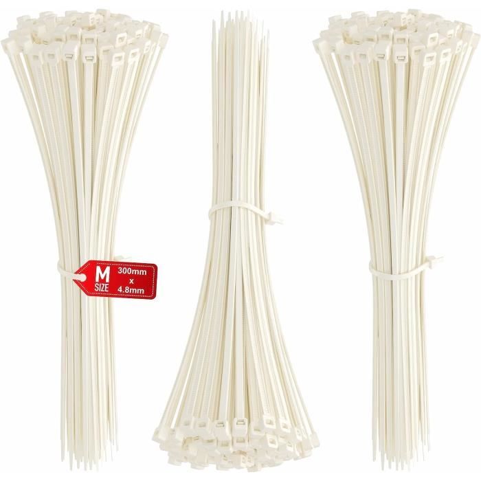 Collier de Serrage 300 mm x 4,8 mm, Attache Câble, Serre Câbles Rilsan ...