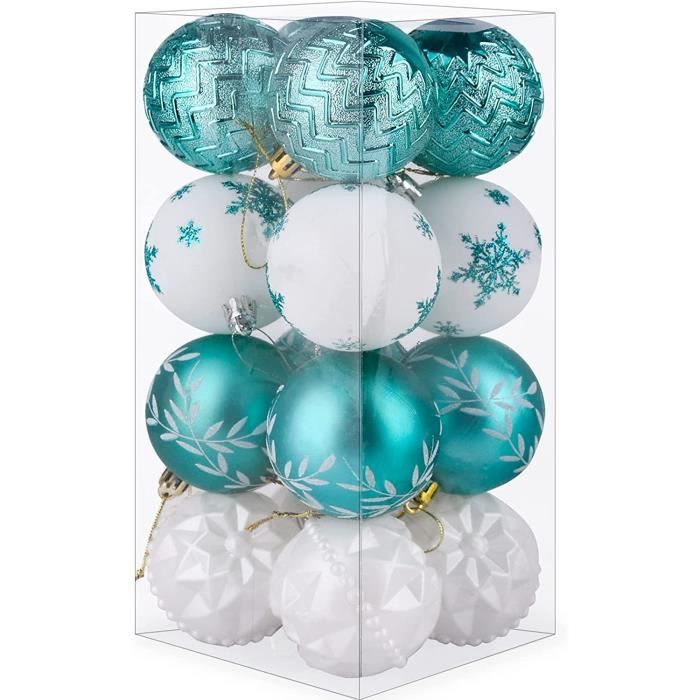 Lot 16pcs Boules de Noel pour Decoration Sapin - Deco Boule Noël Blanc et Verte Petite ...