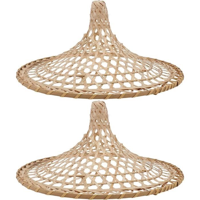 2 Pièces Bambou Plafond Lumière Abat- Jour en Rotin Pendentif Abat ...