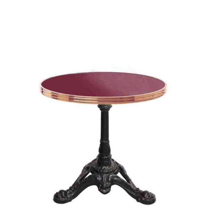 Table basse ronde rouge avec cerclage en cuivre - h43 x d50 cm ...