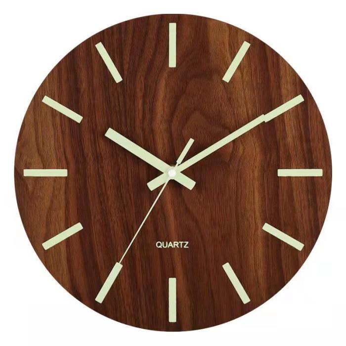 Horloge - pendule,Horloge murale en bois de 12 pouces,lumière ...