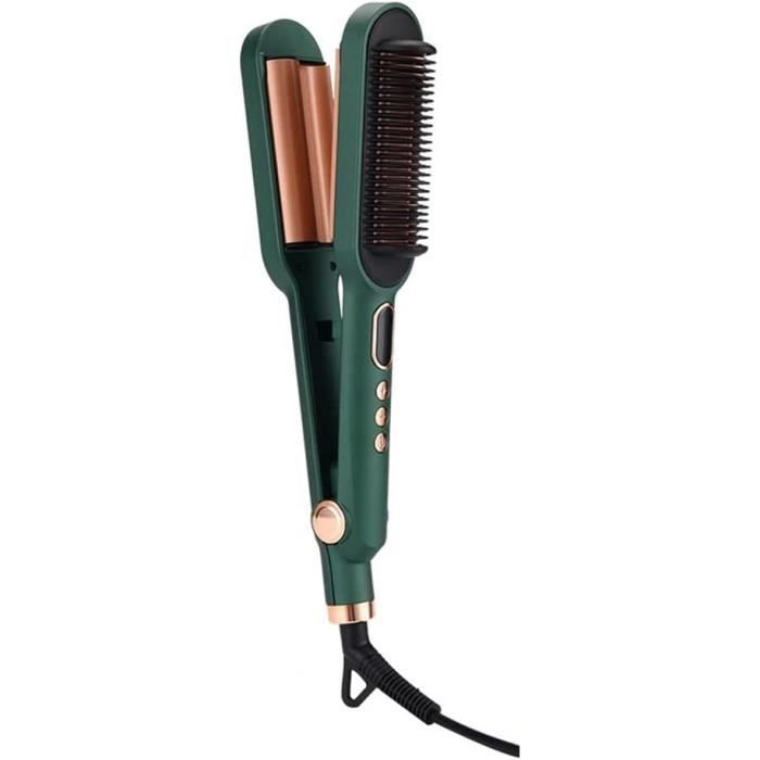 2 En 1 Lisseur Brosse Et Vague Plaque Lisseur Bigoudi Brosse À Cheveux Peigne À Friser Brosse ...