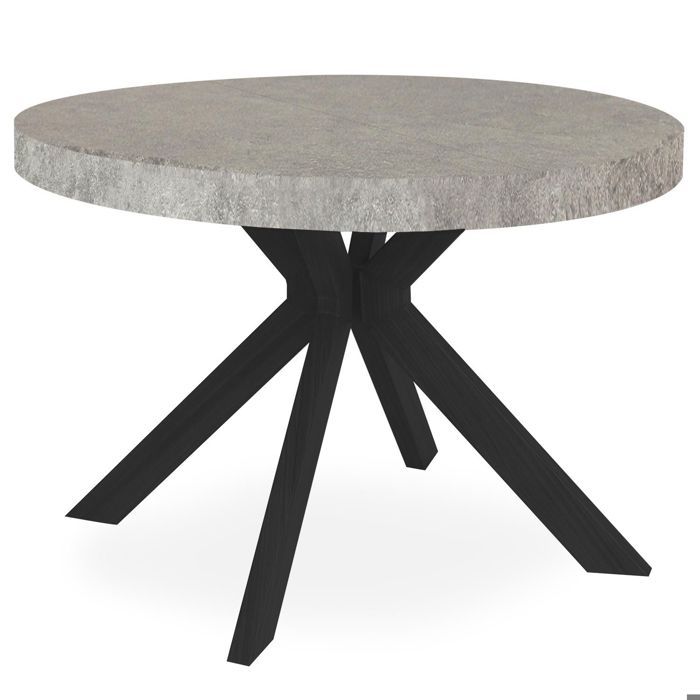 Table ronde extensible Myriade Noir et Effet Béton - MENZZO - Vintage ...