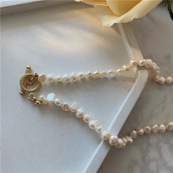 Chaine De Cou Vendue Seule GC7PJ Collier ras du cou en perles d'eau ...