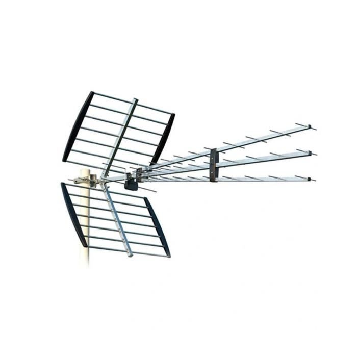 Antenne TV TNT Extérieure - Trinappe - 15,5 dBi - Filtre Passif 4G LTE ...