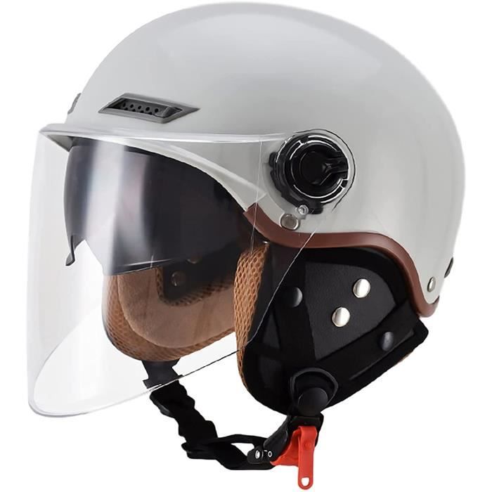 Casque moto jet demi-casque rétro ouvert moto adulte casque 3 4 open ...