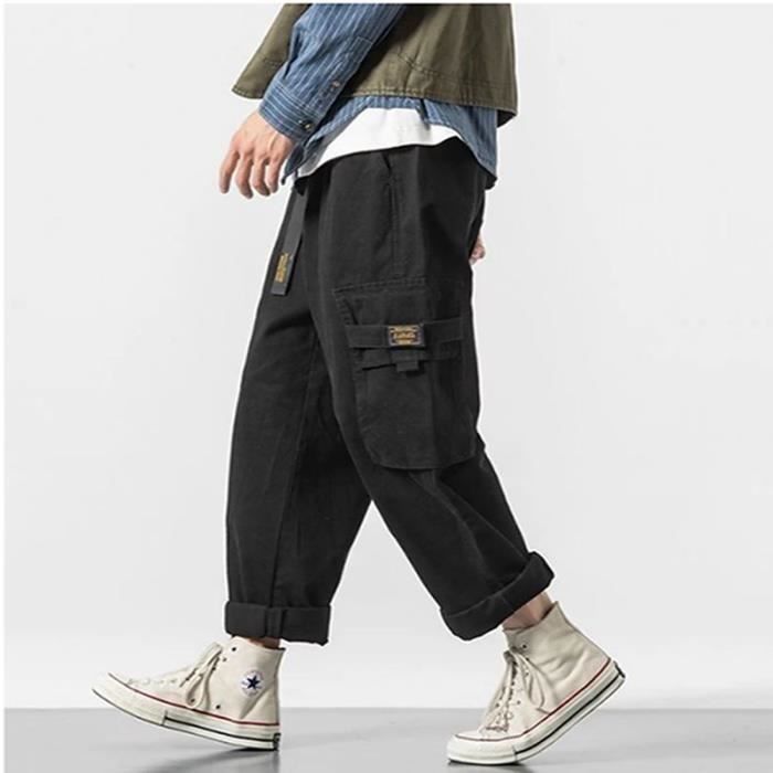 Poches latérales Cargo Harem Hommes Armée Vert Pantalon Casual Harajuku Streetwear Pantalon De ...