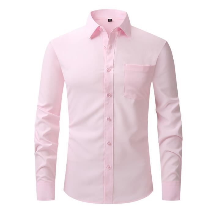 Chemise Homme Slim Col revers Manches longues avec poche poitrine ...