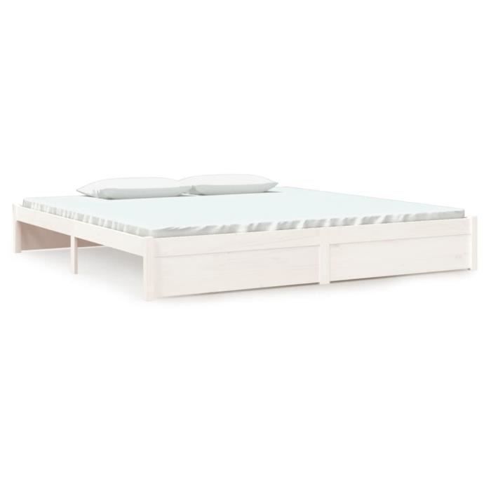 Cadre de lit - SALALIS - 200x200 cm - Bois massif - 2 places - Style ...
