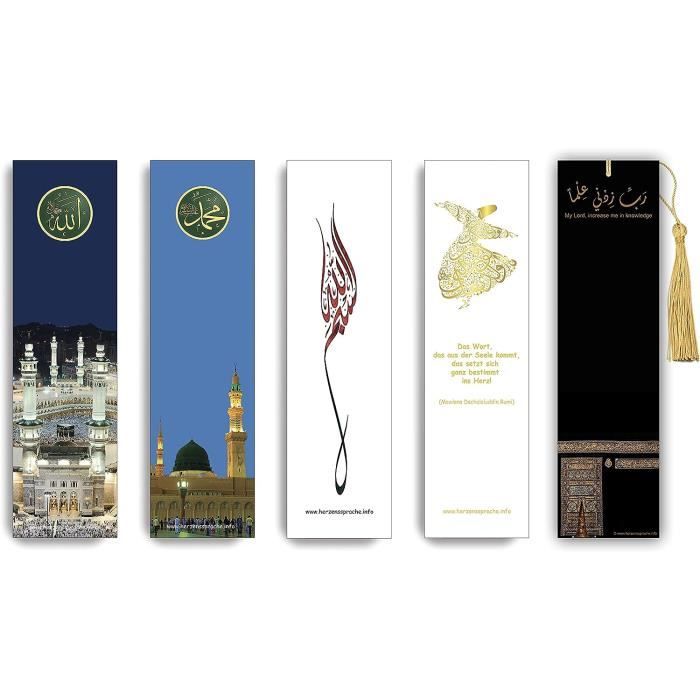 Herzzenlange.info Lot de 5 marque-pages islamiques (Mekka - Medina ...