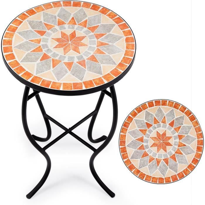 Vonluce Table Dappoint Ronde Mosaïque En Céramique De Jardin 14 35