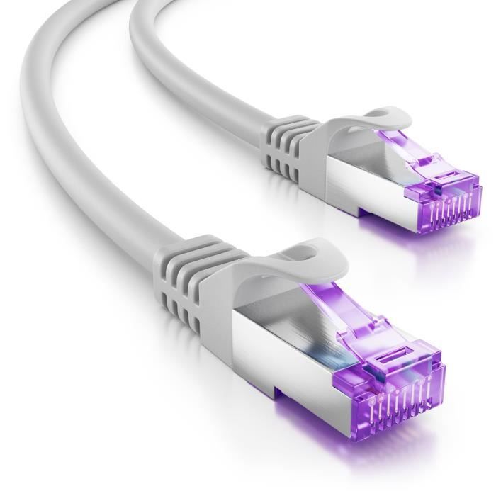 0,5m CAT7 Câble Réseau - 10 Gigabit - Câble de Raccordement RJ45 Câble ...