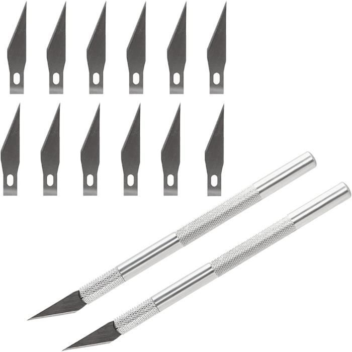 Cutter de Précision - SSS - 2 Pièces avec 12 Lames - Lame en Acier ...