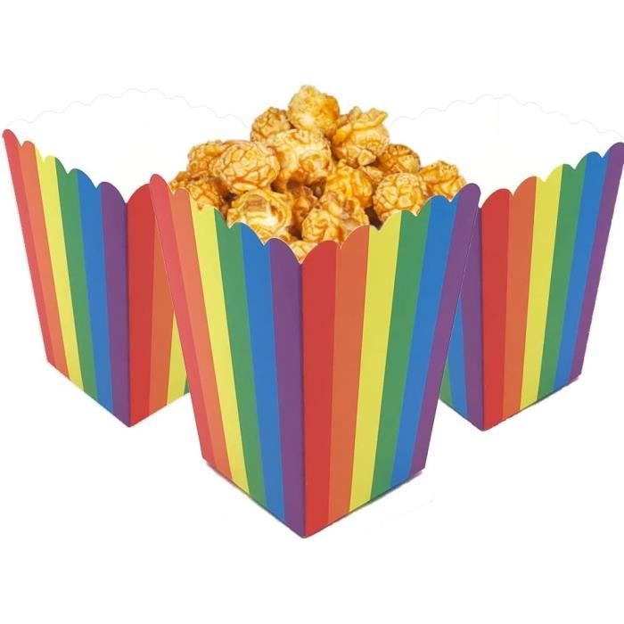 12 Pièces Arc-En-Ciel Boîtes À Pop-Corn, Popcorn Carton,Carton Bonbons ...