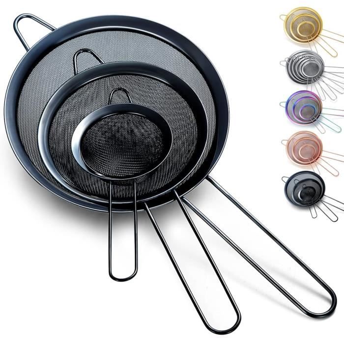 Ensemble 3 Pièces De Passoire À Mailles Fines Noires, Tamis À Farine ...