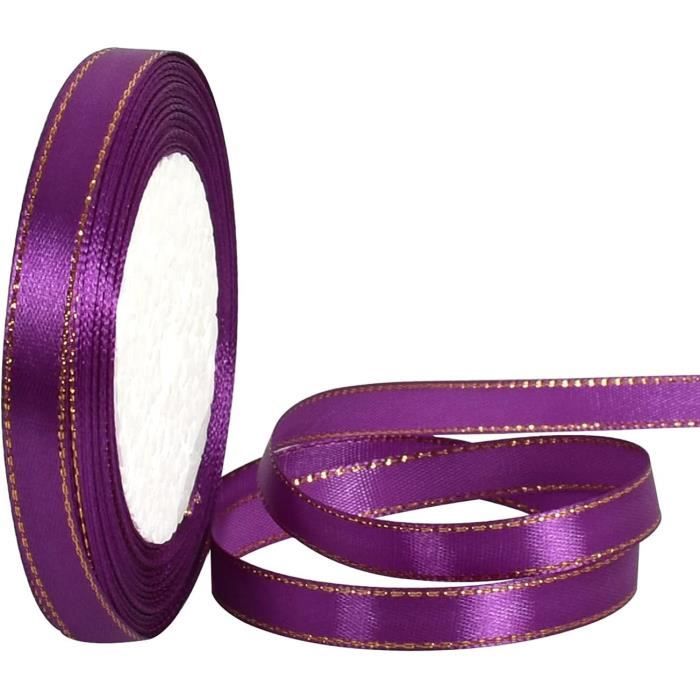 Ruban De Satin Violet Avec Bords Dorés, 1 Cm X 23 M, Ruban En Tissu ...