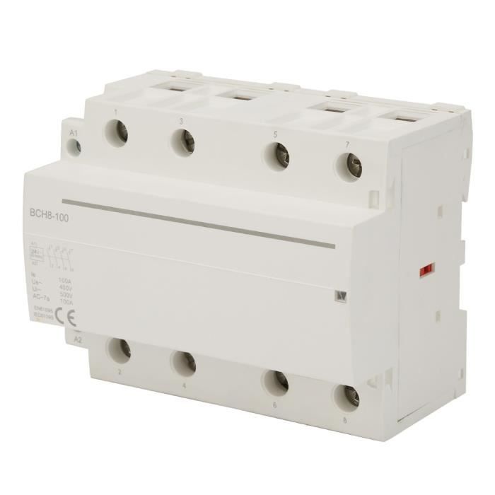Contacteur AC 4P Contacteur AC domestique sur rail DIN 4P 4NO 100A 50/60HZ, faible consommation ...
