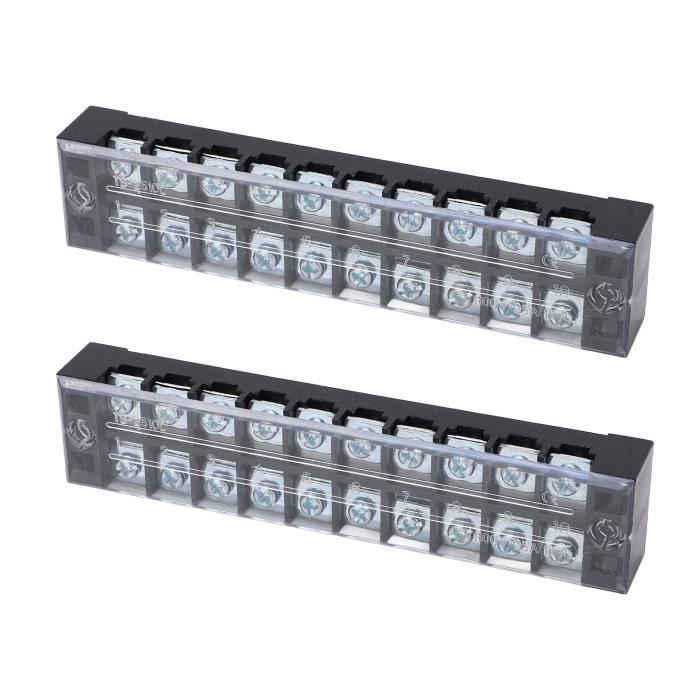 RHO-bornier de courant Bornier à Vis, Bornier à Double Rangée 2PCS 600V ...