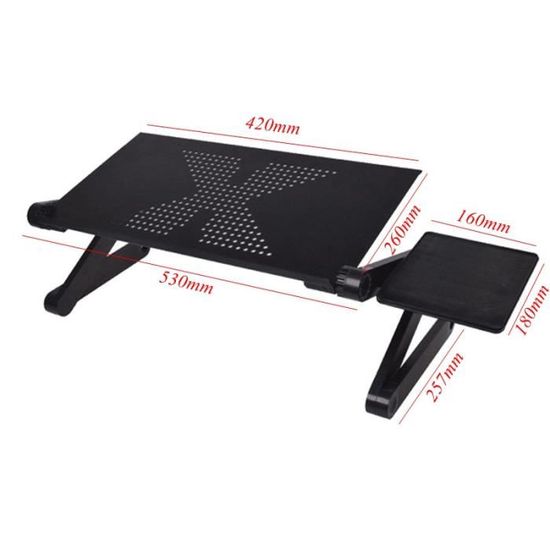 Support PC - TEMPSA - Table Pliable - Aluminium - Angle Réglable - Noir ...