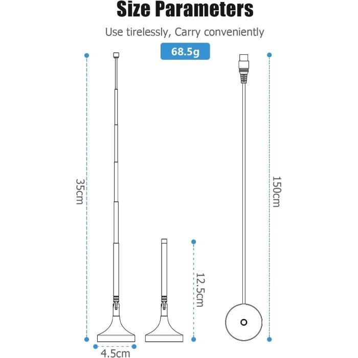 Radio Rod Fm-Dab+, Antenne D'Intérieur Dab+-Fm-Fm Avec 2 Adaptateurs ...