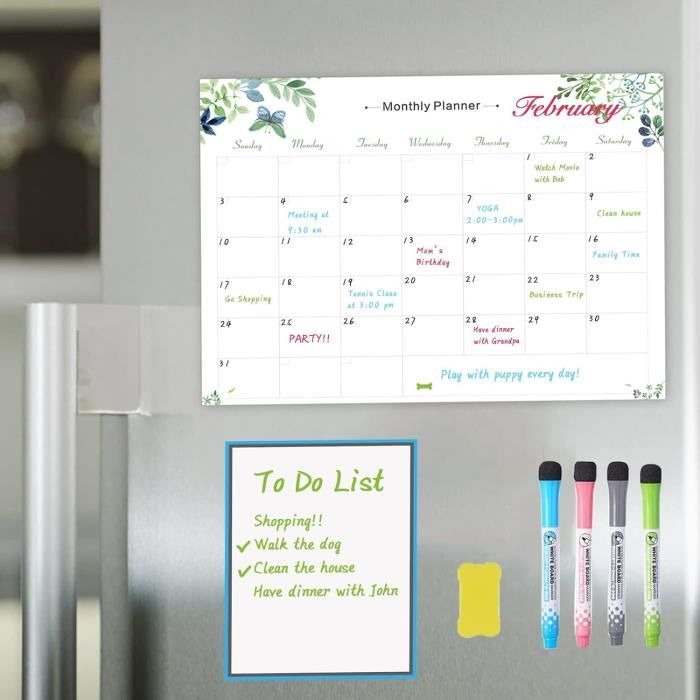 Calendrier Mensuel Magnétique Effaçable À Sec, Planificateur Mensuel ...