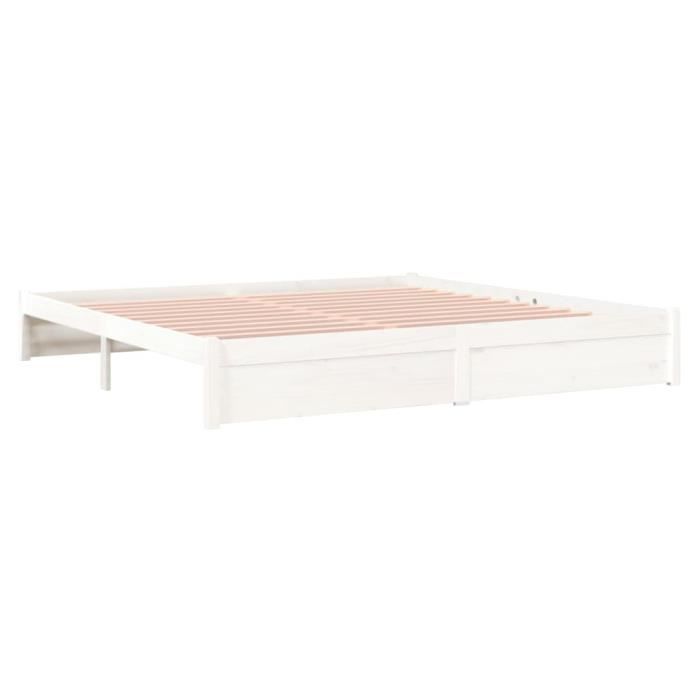Cadre de lit - SALALIS - 200x200 cm - Bois massif - 2 places - Style ...