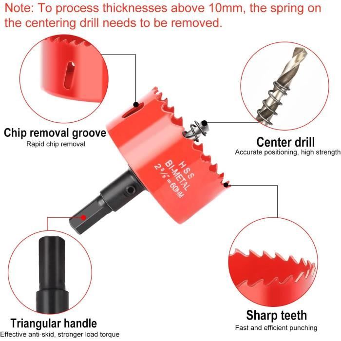 Drado Scie Cloche 60Mm Bi-Métal Hss Fraise Cloche Pour Bois, Plastiques ...