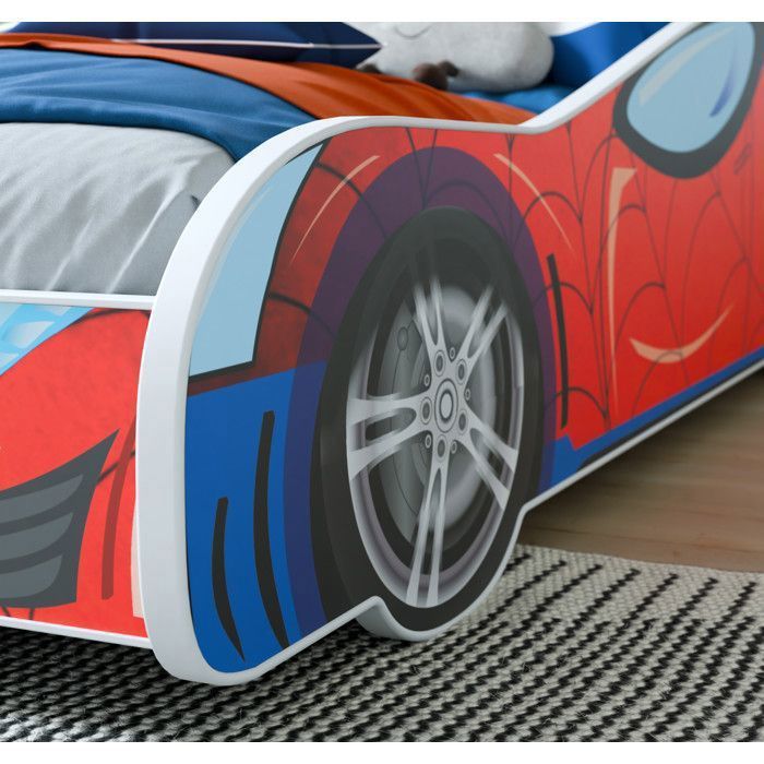Lit enfant auto Spider Lit voiture + sommier 140x70 cm - Cdiscount Maison
