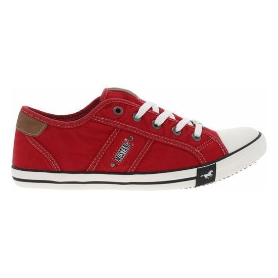 Baskets basses jean Mustang Femme rouge Rouges - Cdiscount Chaussures
