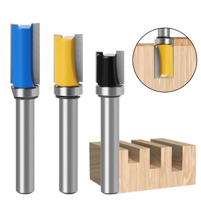 Fraises À Rainurer Pour Défonceuse - 3 Pièces Fraise Droite Defonceuse 8mm Carbure Affleurer 8 ...