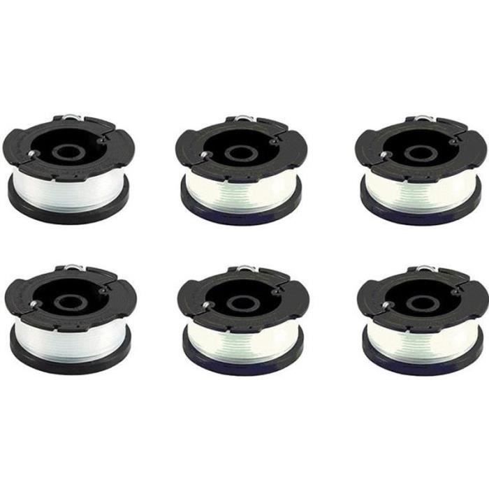 Lot de 6 bobines de fil A6481 pour coupe-bordures Black+Decker - Diamètre 15 mm - 10 m - Pour ...