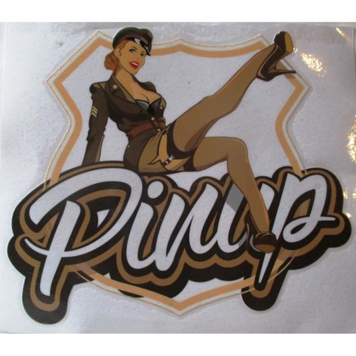 Sticker - Pin Up Militaire - Autocollant - Blanc - 13x12 cm - Cdiscount Auto