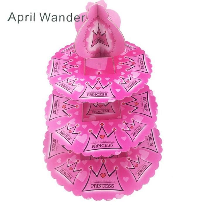 Princess -Support à gâteau à 3 niveaux avec animaux de dessin animé ...