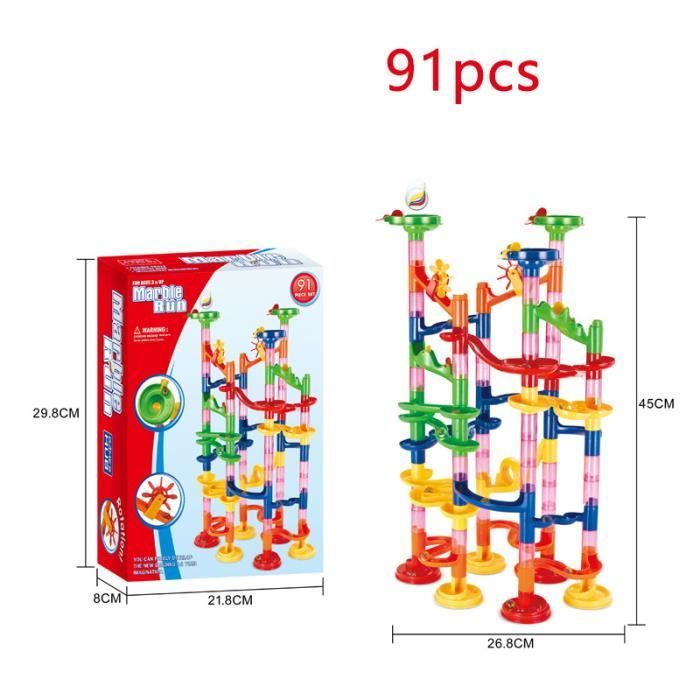 91pcs-Jeu de Construction-3D Pipe DIY Puzzle Assemblage Maze Track Ball ...