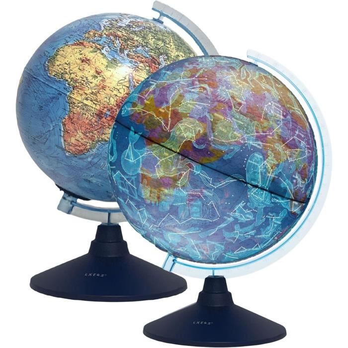 Globe Lumineux 21Cm - Carte Anglaise - Carte Physique De Jour-Constellation Étoiles Avec ...